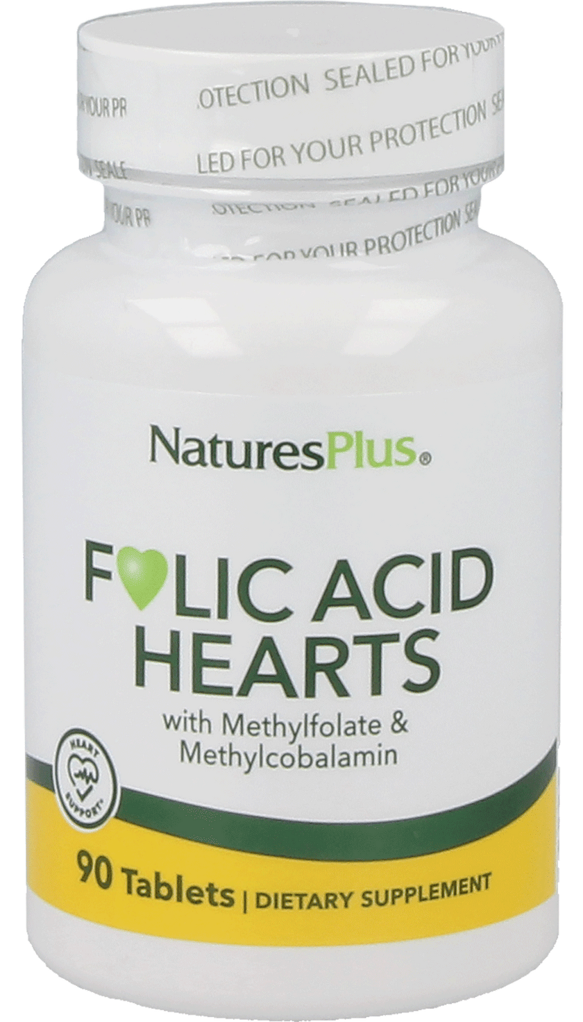 Folic Acid Hearts 400 mcg (90 Tablets) - Nature's Plus – Topvitamine